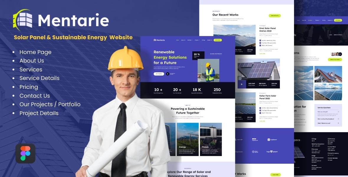 Mentarie - Solar Panel & Sustainable Figma Template by Tokotema | ThemeForest